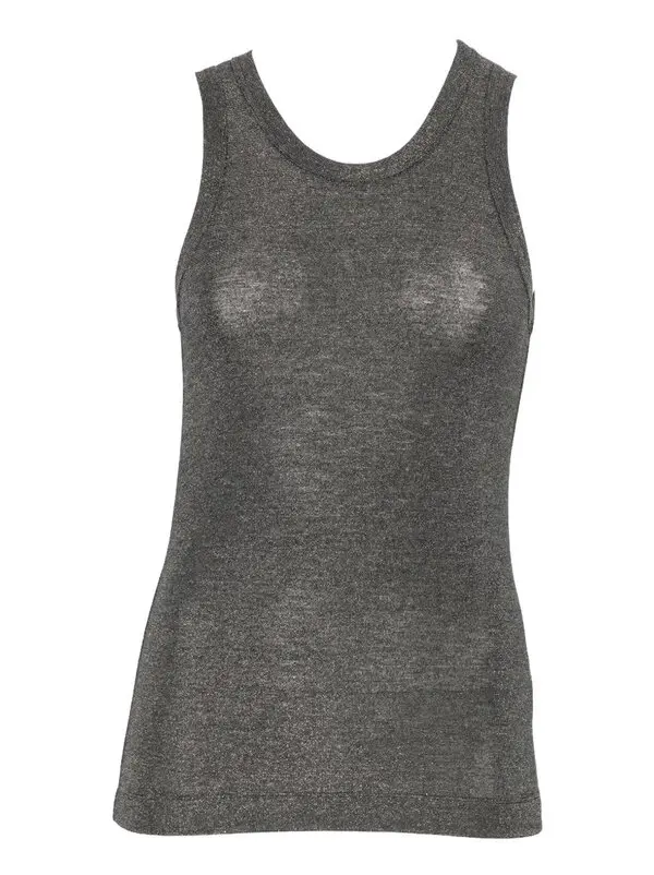 Brunello Cucinelli Sleeveless Ribbed Metallic Tank Top - Grey