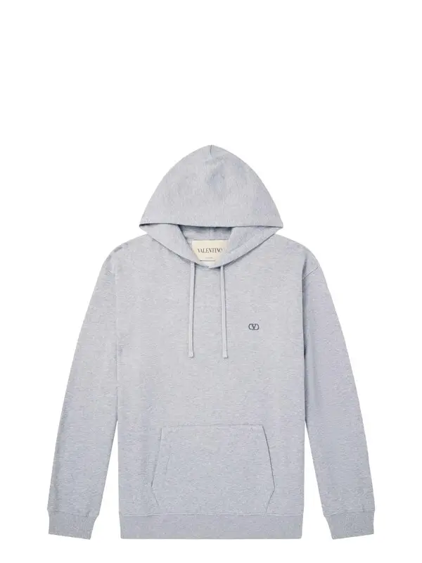 Valentino Garavani Vlogo Signature Cotton Hoodie - Gray