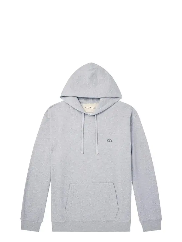 Valentino Garavani Vlogo Signature Cotton Hoodie - Gray