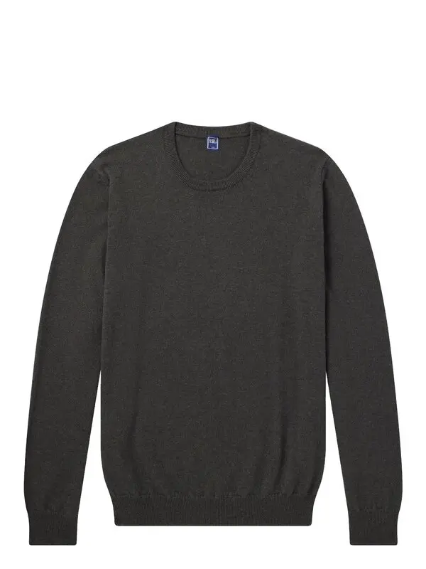 Fedeli One-ply Cashmere Crewneck Sweater - Green