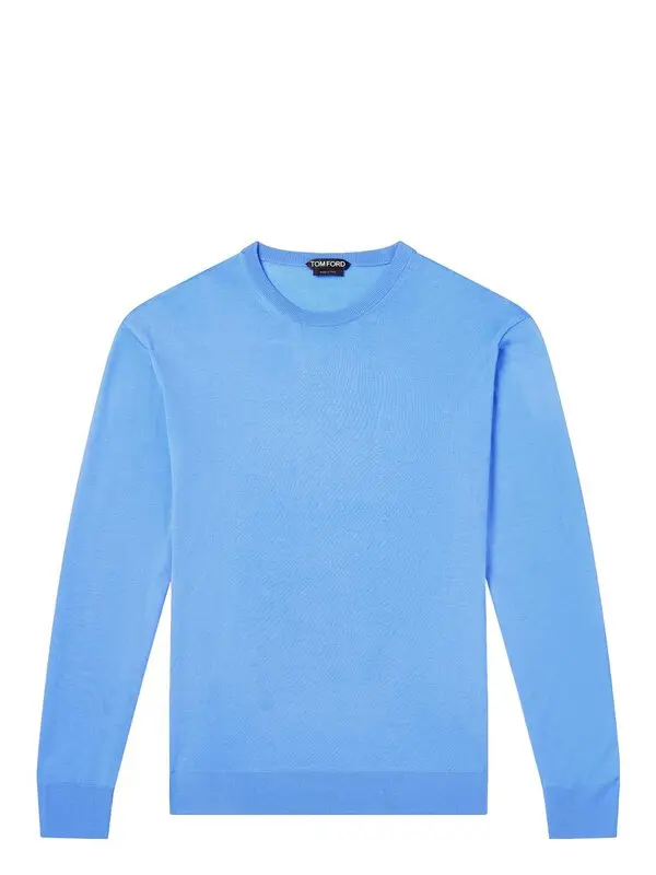 TOM FORD Merino Wool Crew Neck Sweater - Blue