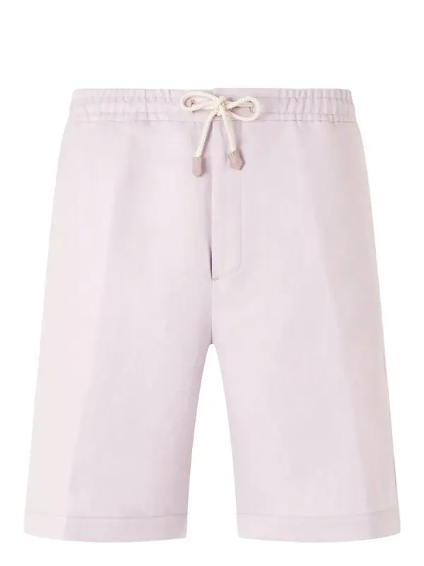 Canali Straight-leg Linen And Silk-blend Bermuda Shorts - Purple