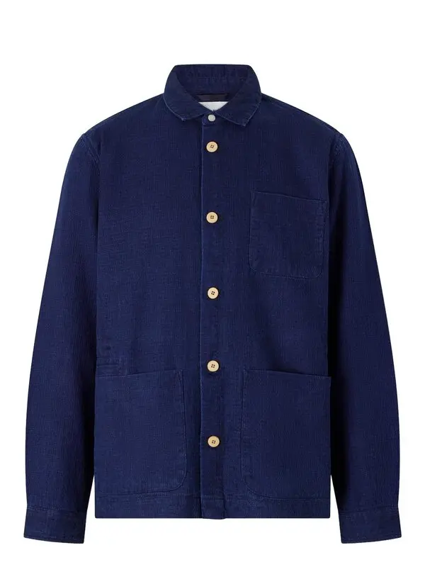 Folk Checked Cotton Jacket - Blue