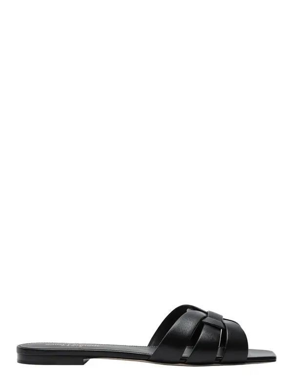 Saint Laurent Tribute Braided Leather Sandals - Black