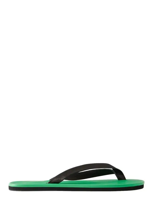 Auralee Leather Flip Flops - Green