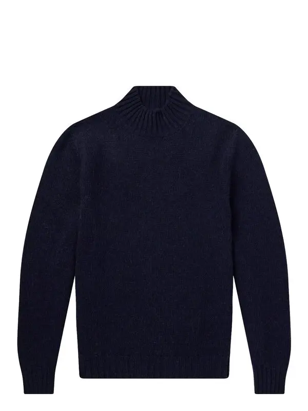 Fedeli Onda Wool And Cashmere-blend High Neck Sweater - Blue