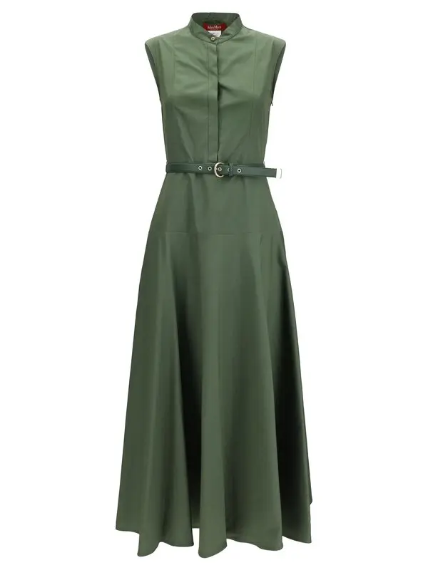 Max Mara Sleeveless Cotton Poplin Fit-and-flare Dress - Green