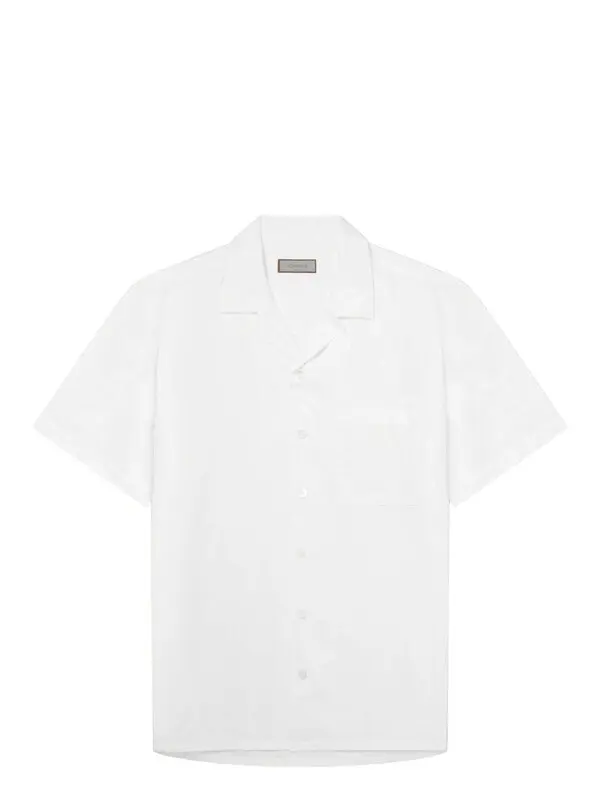 Canali Camp-collar Cotton And Linen-blend Shirt - Cream