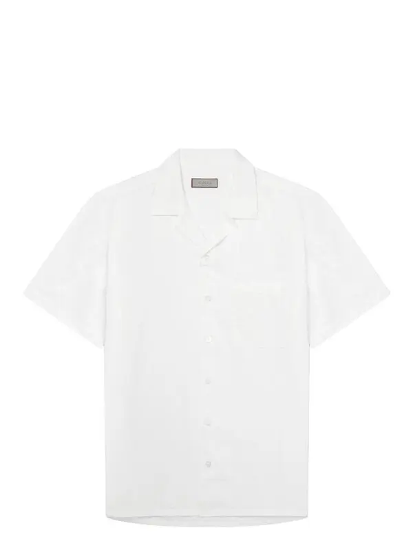 Canali Camp-collar Cotton And Linen-blend Shirt - Neutrals