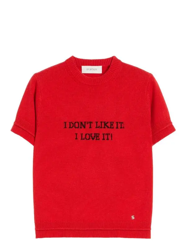 Max Mara Wool & Cashmere Knit T-shirt - Red