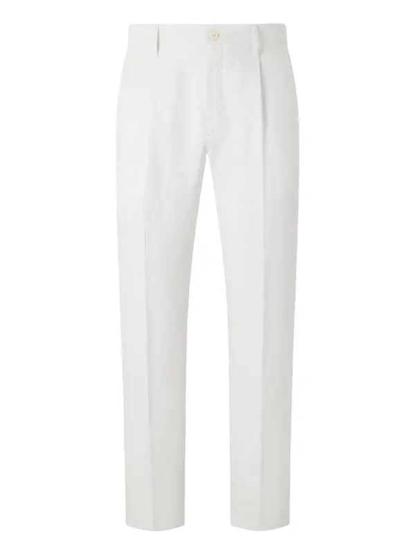 Canali Straight-leg Pleated Linen And Silk-blend Trousers - White