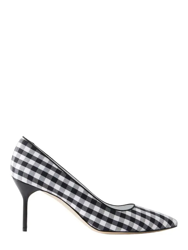Manolo Blahnik Checked Woven Pumps - Black