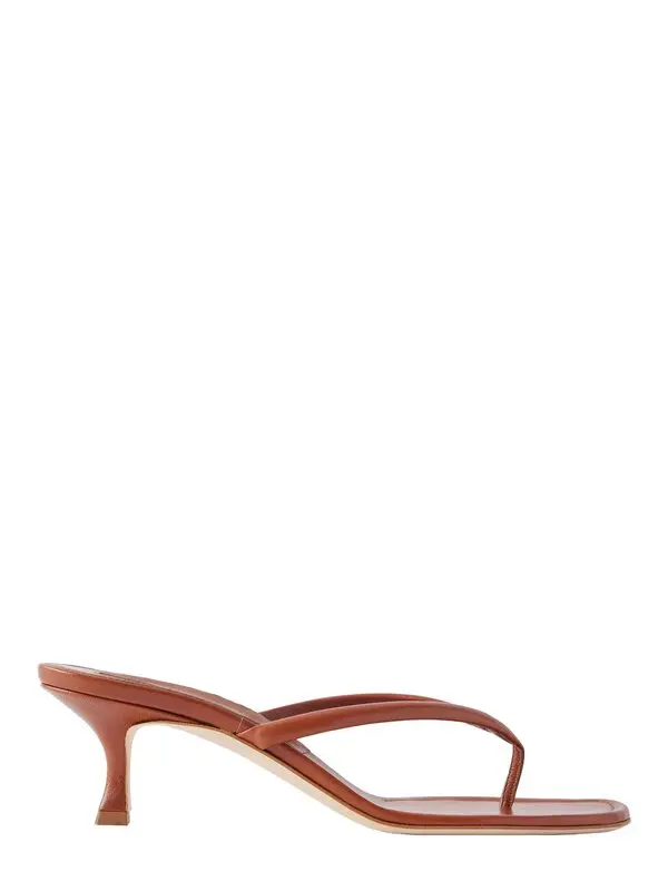 Manolo Blahnik Paterno Leather Thong Sandals - Tan
