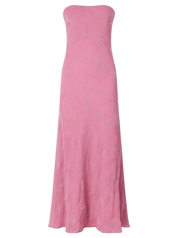 Staud Straud Cassie Strapless Beaded Maxi Dress - Baby Pink