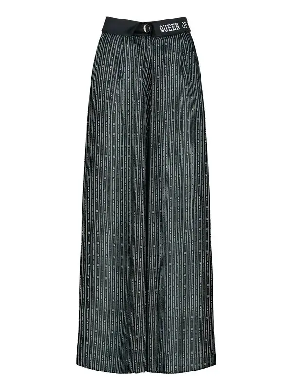 VAZAF Monogram Stripe Wide-leg Tailored Trousers - Black