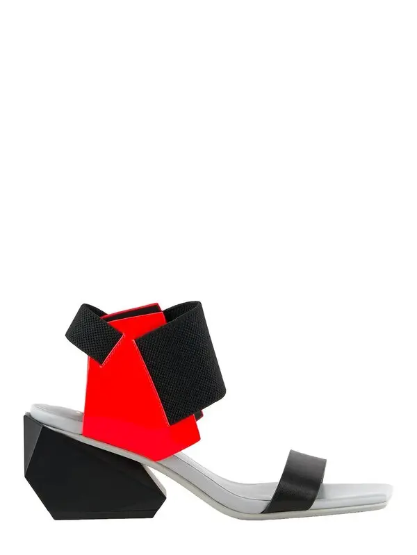 United Nude Sculptural Block Heel Sandals - Red/black