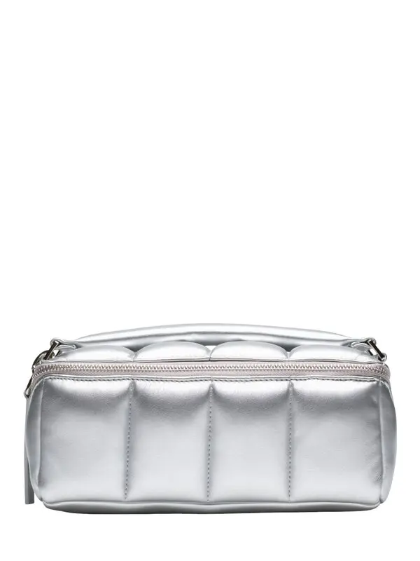 ESTETIKA Quilted Vegan Leather Makeup Bag With Tone Hardware - Silver