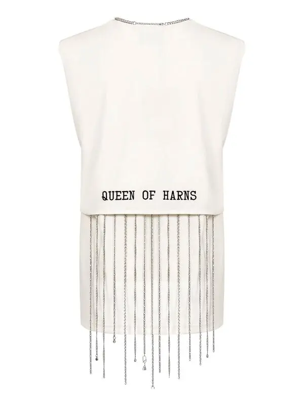 VAZAF Sleeveless Chain Embellished T-shirt - White
