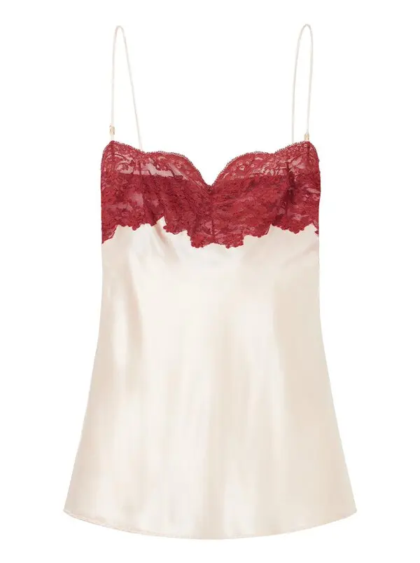 Saint Laurent Lace-trimmed Silk-satin Camisole - Orange