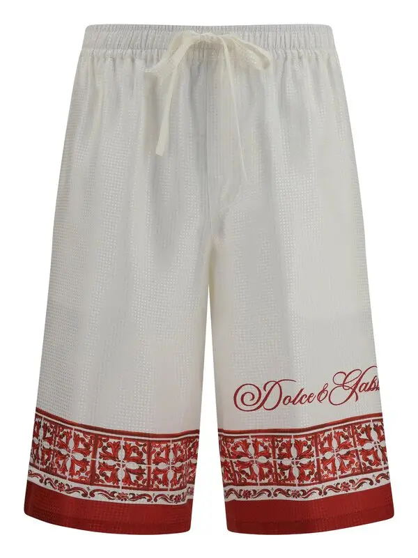 Dolce & Gabbana Maiolica Print Jacquard Twill Shorts - Multicolor