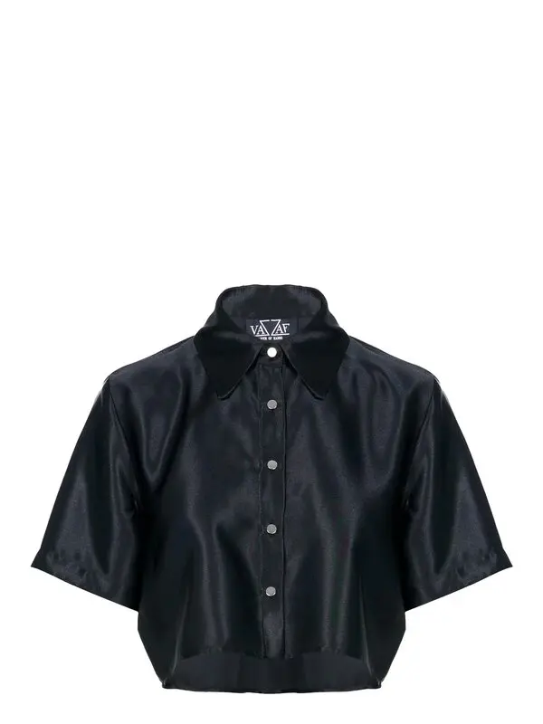 VAZAF Satin Shirt With Full Moon Print - Black