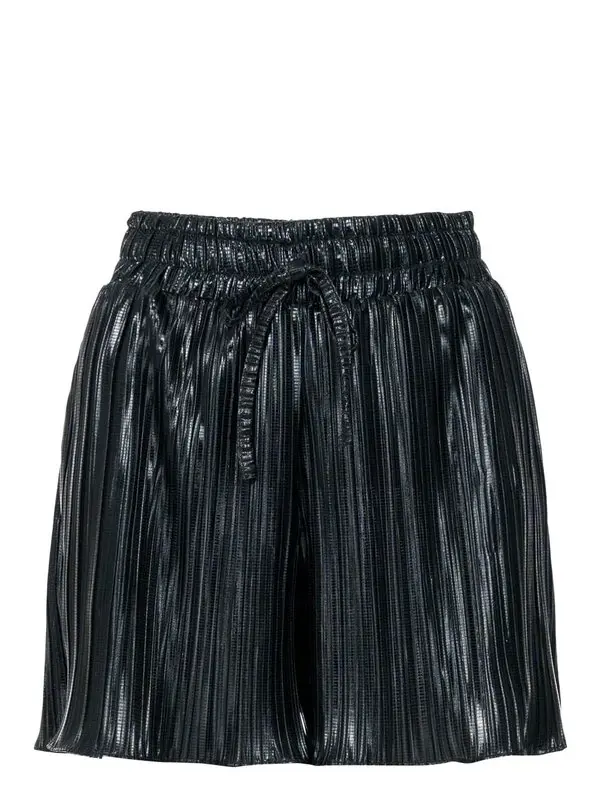 VAZAF Metallic Pleated Drawstring Shorts - Black