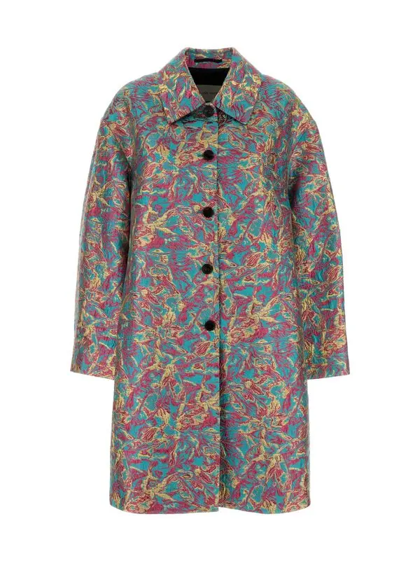 Dries Van Noten Embroidered Jacquard Coat - Multicolor