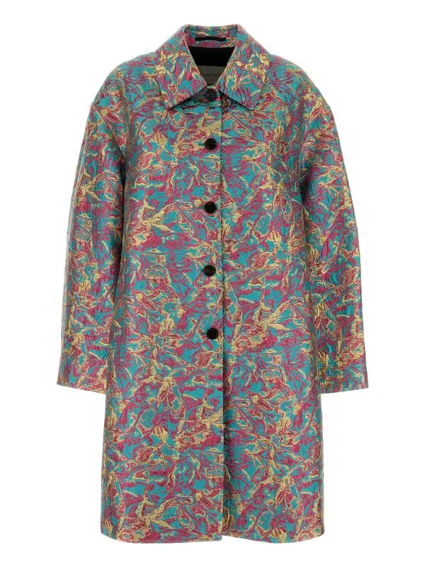 Dries Van Noten Embroidered Jacquard Coat - Multicolor