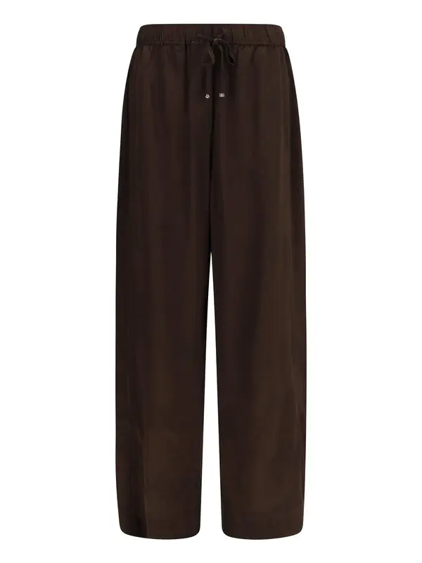GANNI Satin Drawstring Pants - Brown