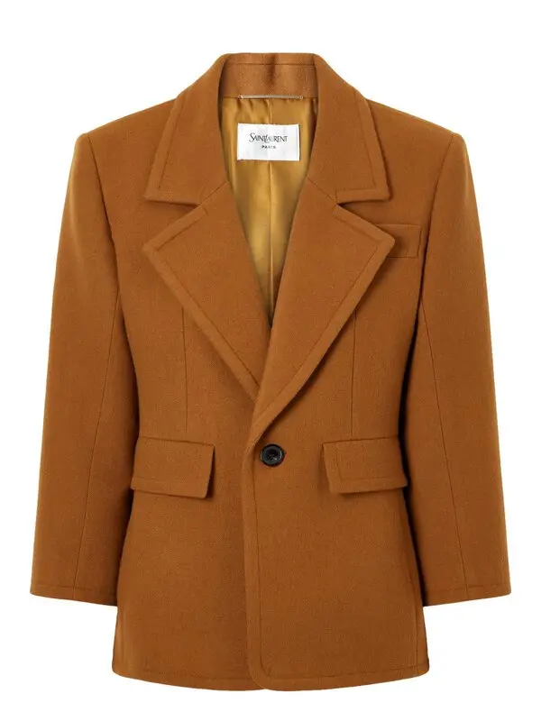 Saint Laurent Brushed Wool Blazer - Brown