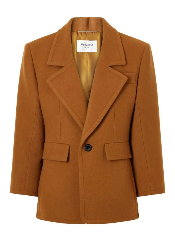 Saint Laurent Brushed Wool Blazer - Camel