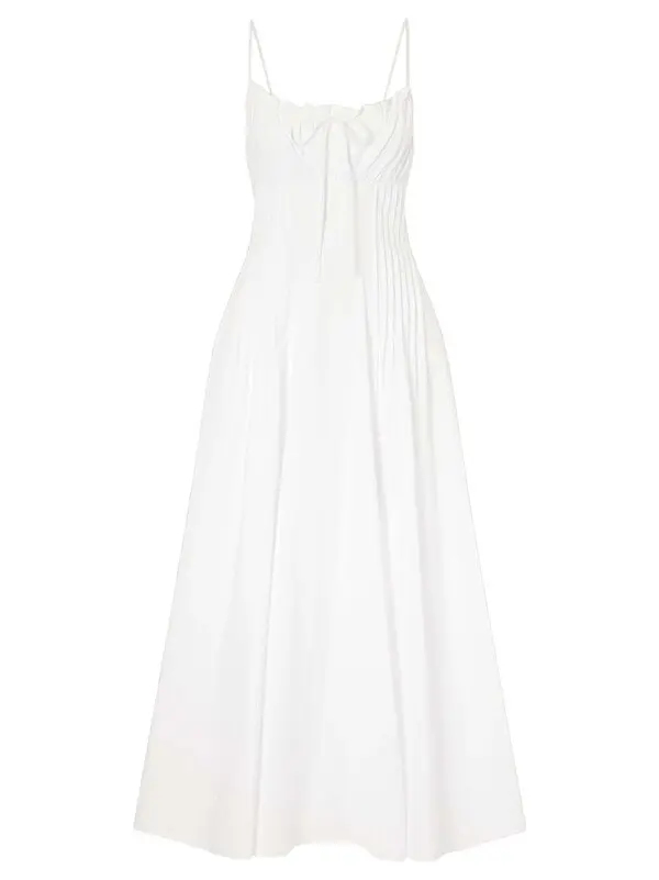 Staud Margi Cotton-blend Midi Dress - White