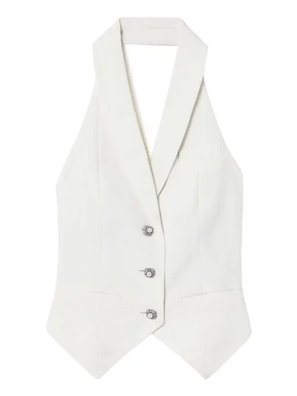SELF-PORTRAIT Linen Halterneck Waistcoat - Multicolor