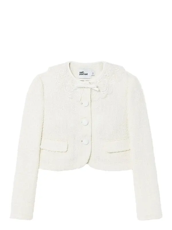 SELF-PORTRAIT Lace Collar Bouclé Jacket - Multicolor