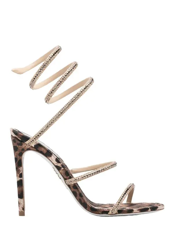 Rene Caovilla Embellished Leopard Print Stiletto Sandals - Multicolor