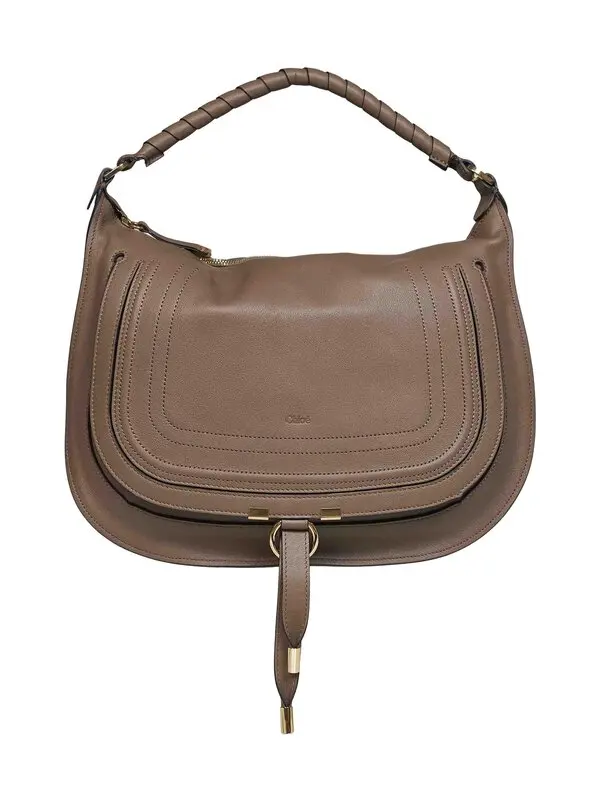 Chloé Marcie Small Shoulder Bag In Deep Taupe - Multicolor