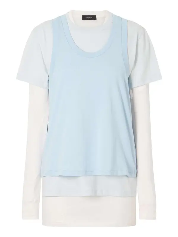 Wardrobe.NYC Layered Cotton-jersey T-shirt - Blue