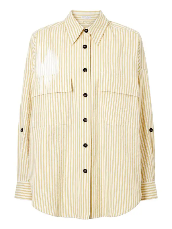 Brunello Cucinelli Striped Cotton-blend Shirt - Sand