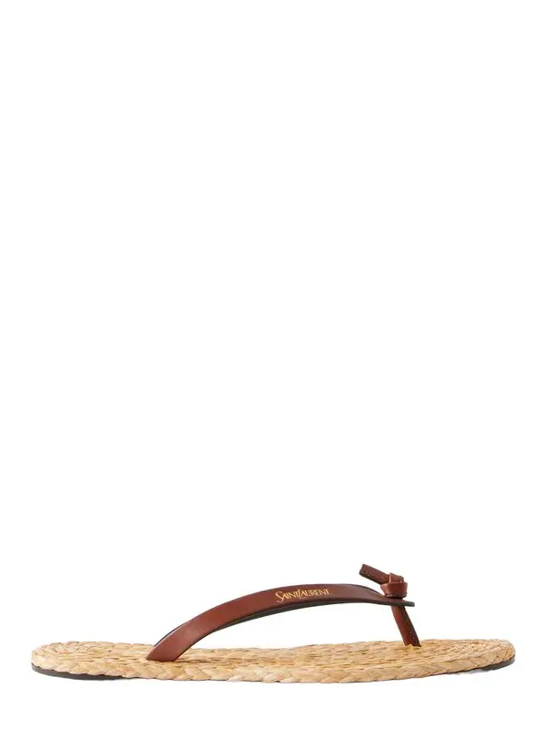 Saint Laurent Knotted Leather Flip Flops - Neutral