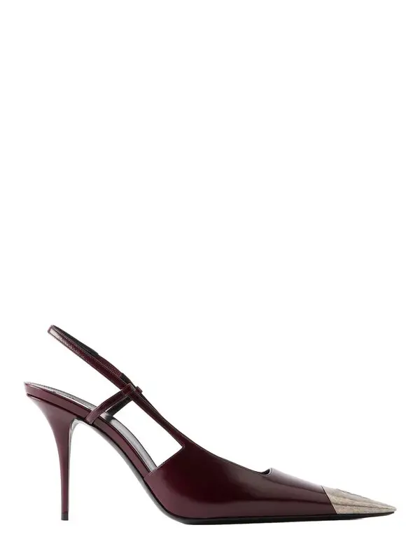 Saint Laurent Jeanne Embossed Leather Slingback Pumps - Burgundy