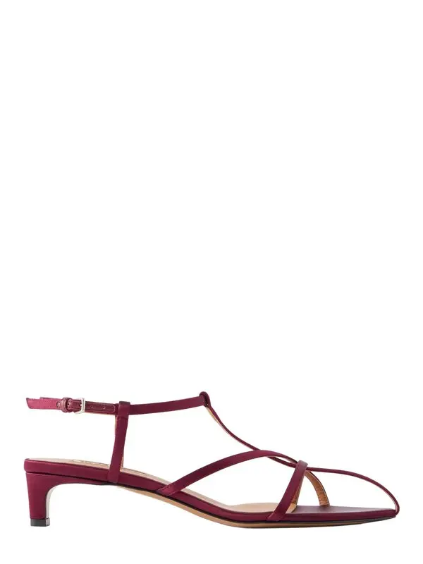 JIL SANDER Strappy Caged Kitten Heel Sandals - Burgundy