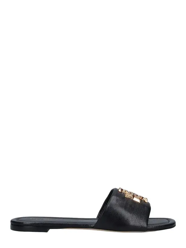 Tory Burch Eleanor Padded Leather Slide Sandals - Black