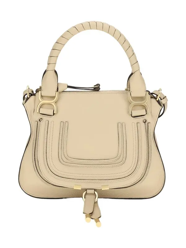 Chloé Marcie Leather Handbag - Beige