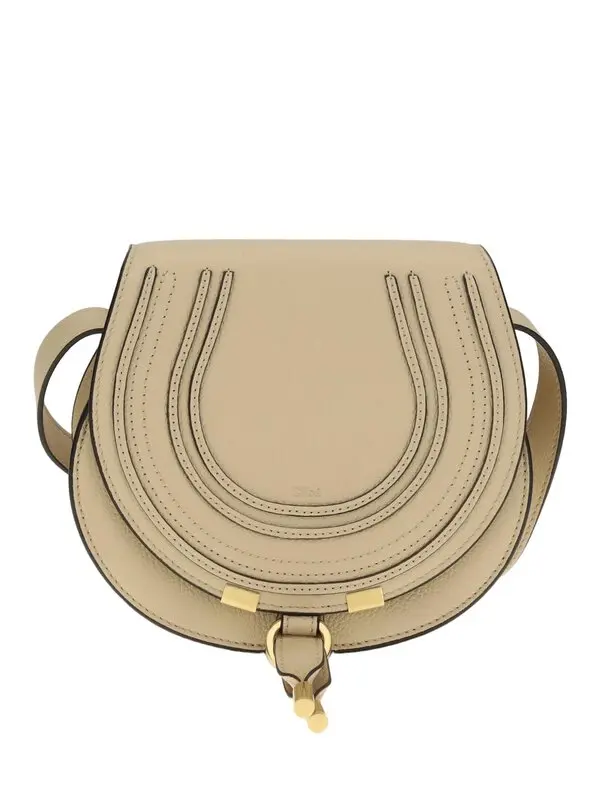 Chloé Small Marcie Leather Shoulder Bag - Beige