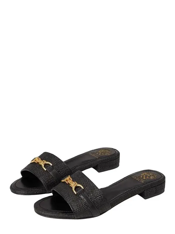 Vince Camuto Maxine Banded Buckle Slide Sandals - Black