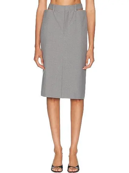 JIL SANDER High Waisted Midi Skirt With Cut-out Detailing - Shadow