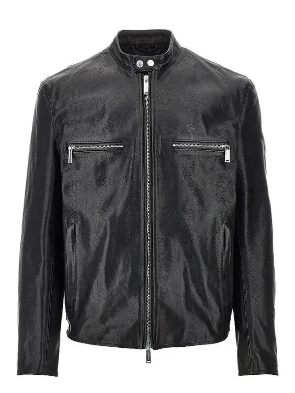 Dsquared2 Leather Biker Jacket - Black