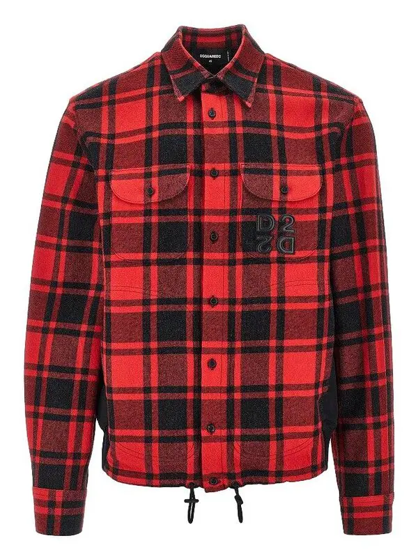 Dsquared2 Nylon And Flannel Hybrid Overshirt - Red