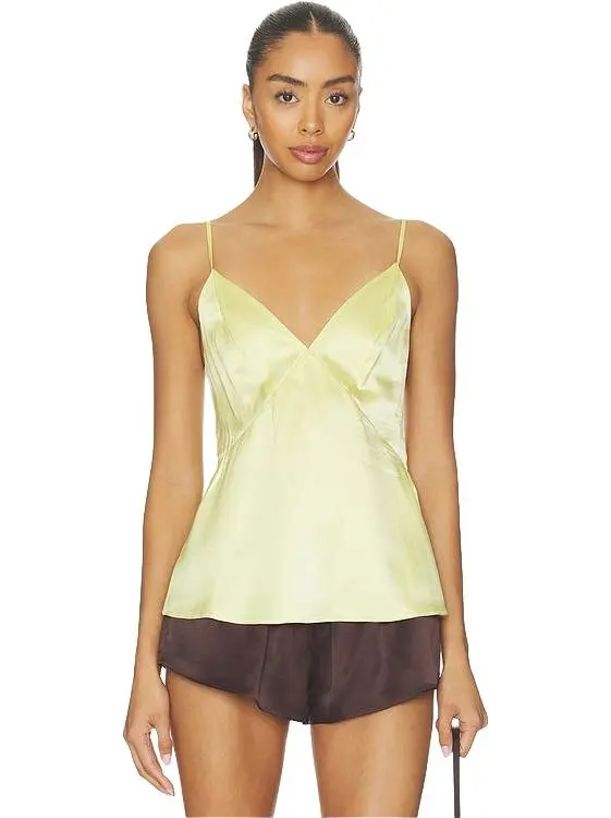 EAVES Silk Top With Adjustable Straps - Pale Yellow