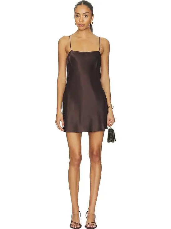EAVES Silk Mini Dress - Chocolate Brown